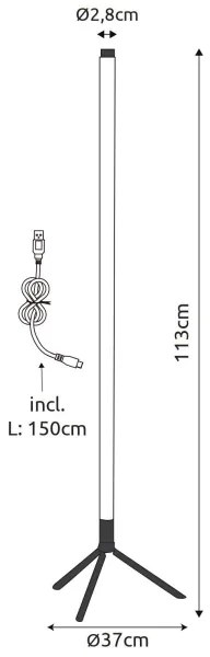 Globo 28062 - LED RGB Stojací lampa ROCKY LED/7W/5V + DO