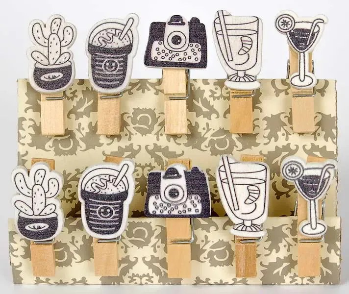 FANDY Kolíčky dekorační dřevěné Shapes 09 retro