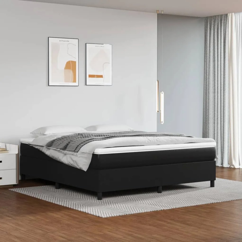 Rám postele s boxspringem černá 160 x 200 cm umělá kůže 3121053