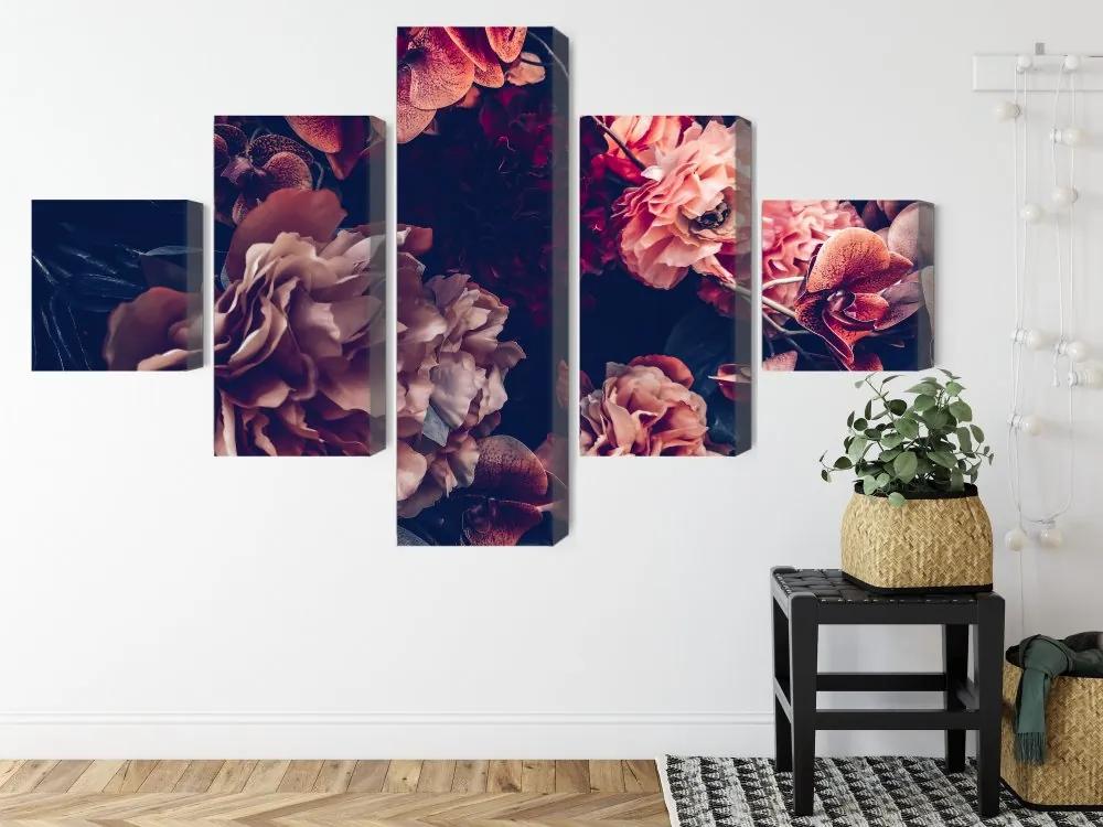 Vícedílný obraz Barevné Květiny V Retro 3D Stylu Nedostatek Nedostatek Plátno Canvas 200x120
