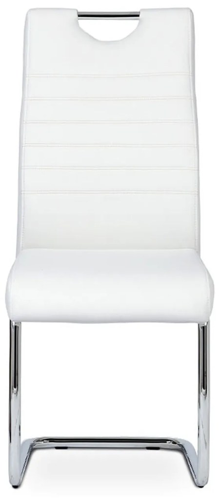 Jídelní židle DCL-418 WT, bílá koženka, chrom