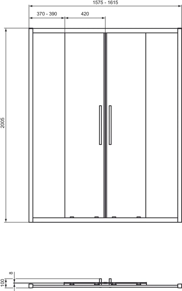 Ideal Standard i.life - Dvojité posuvné dveře 160 cm, lesklý chrom T4953EO