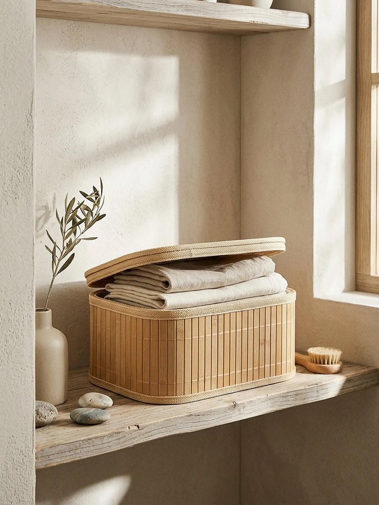 Sinsay - Úložný box s bambusovou úpravou - béžová