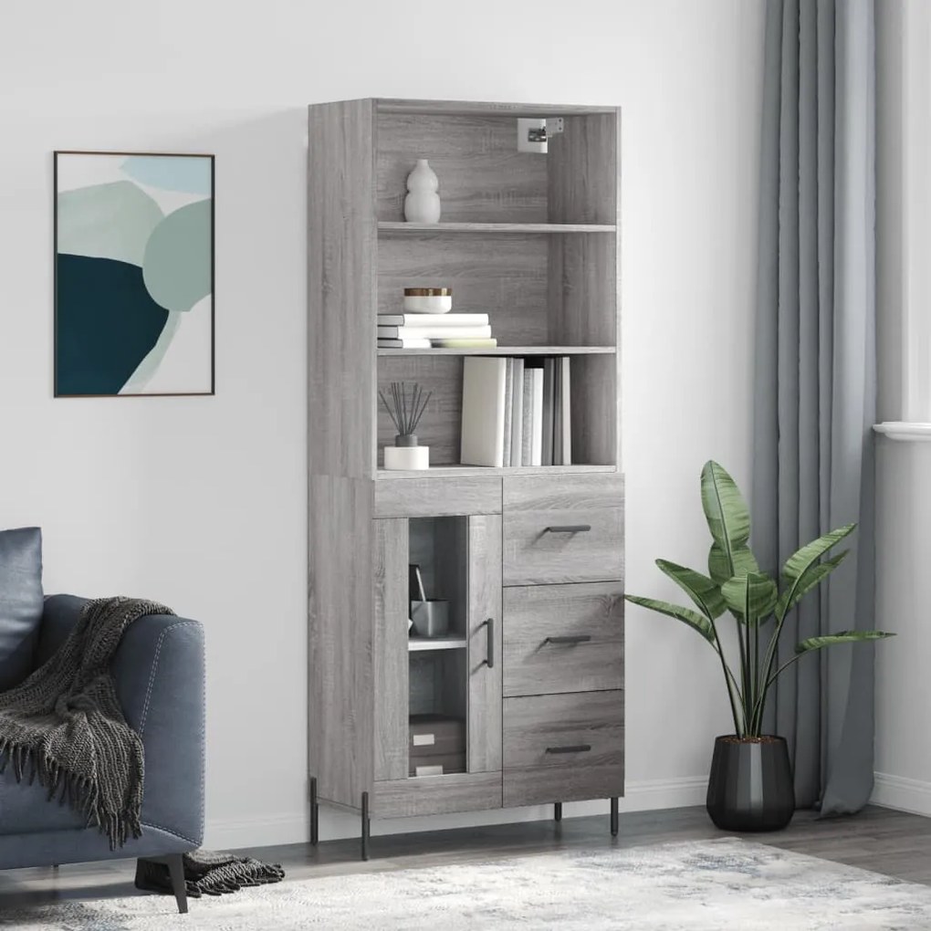 Skříň highboard šedá sonoma 69,5 x 34 x 180 cm kompozitní dřevo