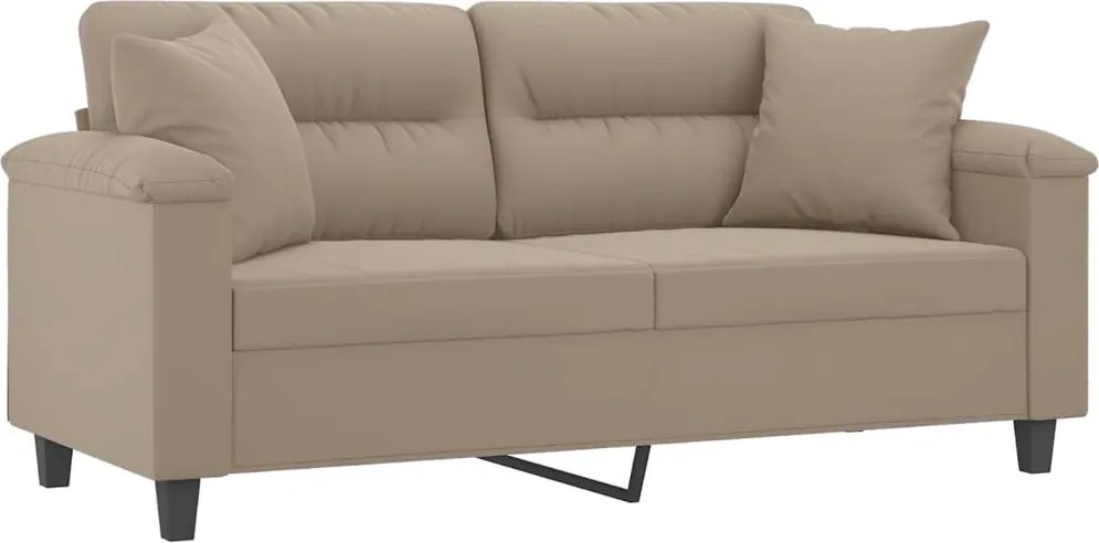 2místná pohovka s polštáři taupe 140 cm tkanina z mikrovlákna 3200971
