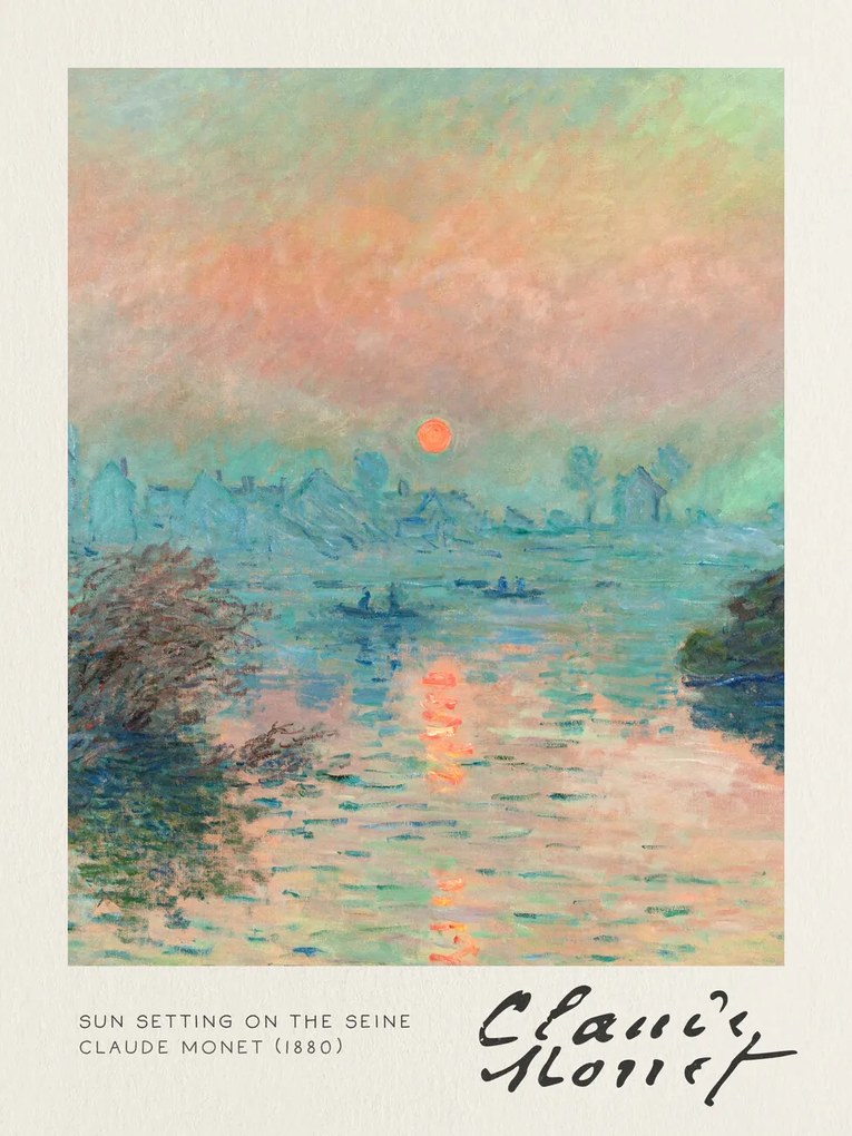 Obrazová reprodukce Sun Setting on the Seine - Claude Monet, (30 x 40 cm)