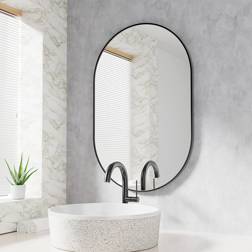 TRENDIE Oválné zrcadlo LOFT 80 × 40 cm černé