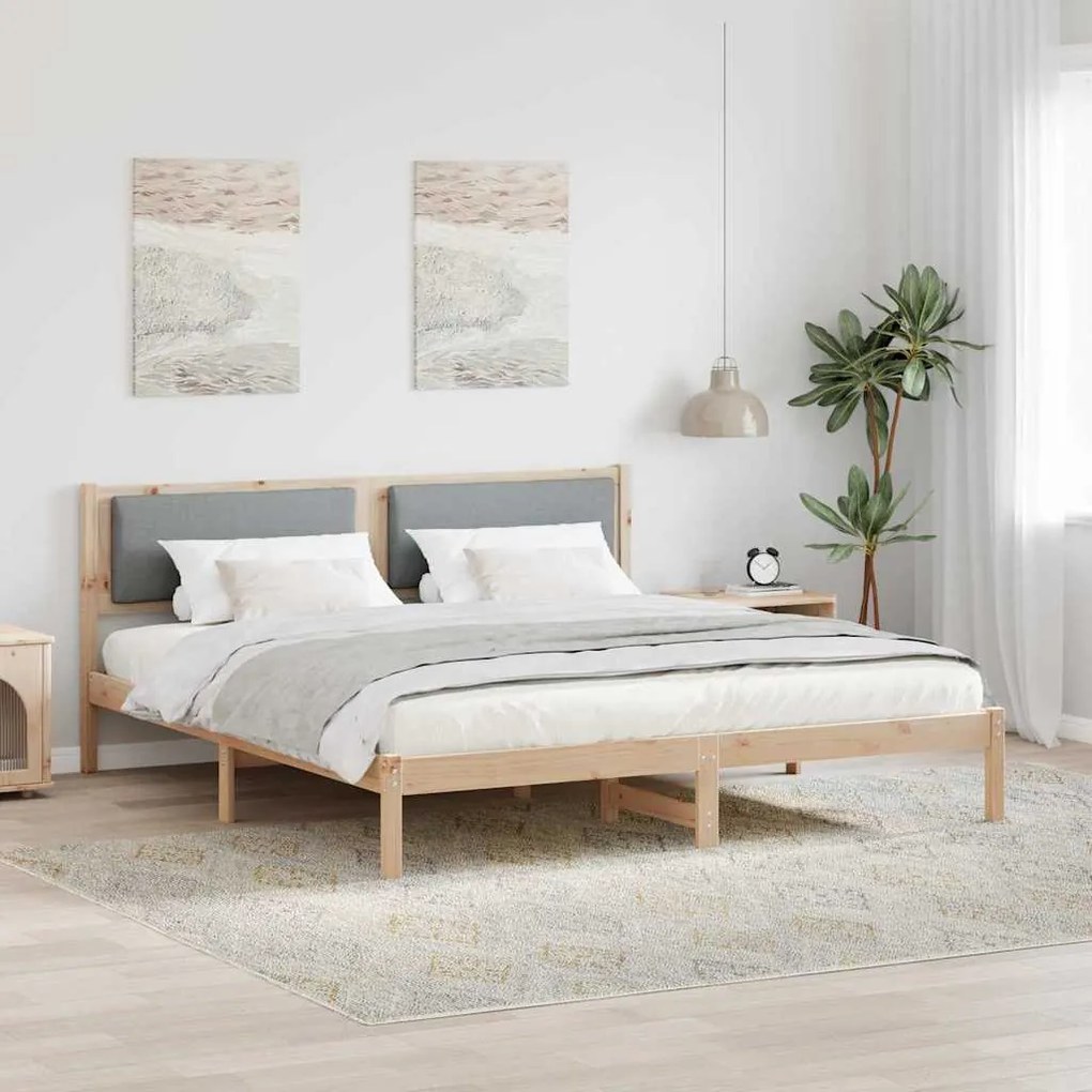 Rám postele Světle šedá 200 x 200 cm Masivní borové dřevo 3394228