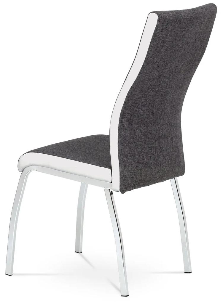 Jídelní židle šedá látka + bílá koženka / chrom Autronic DCL-433 GREY2