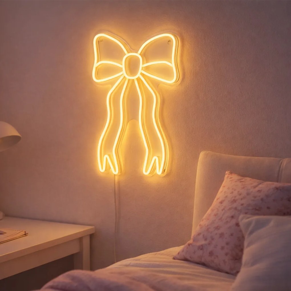 Neonová nástěnná lampa teplá bílá vč. LED - Bow