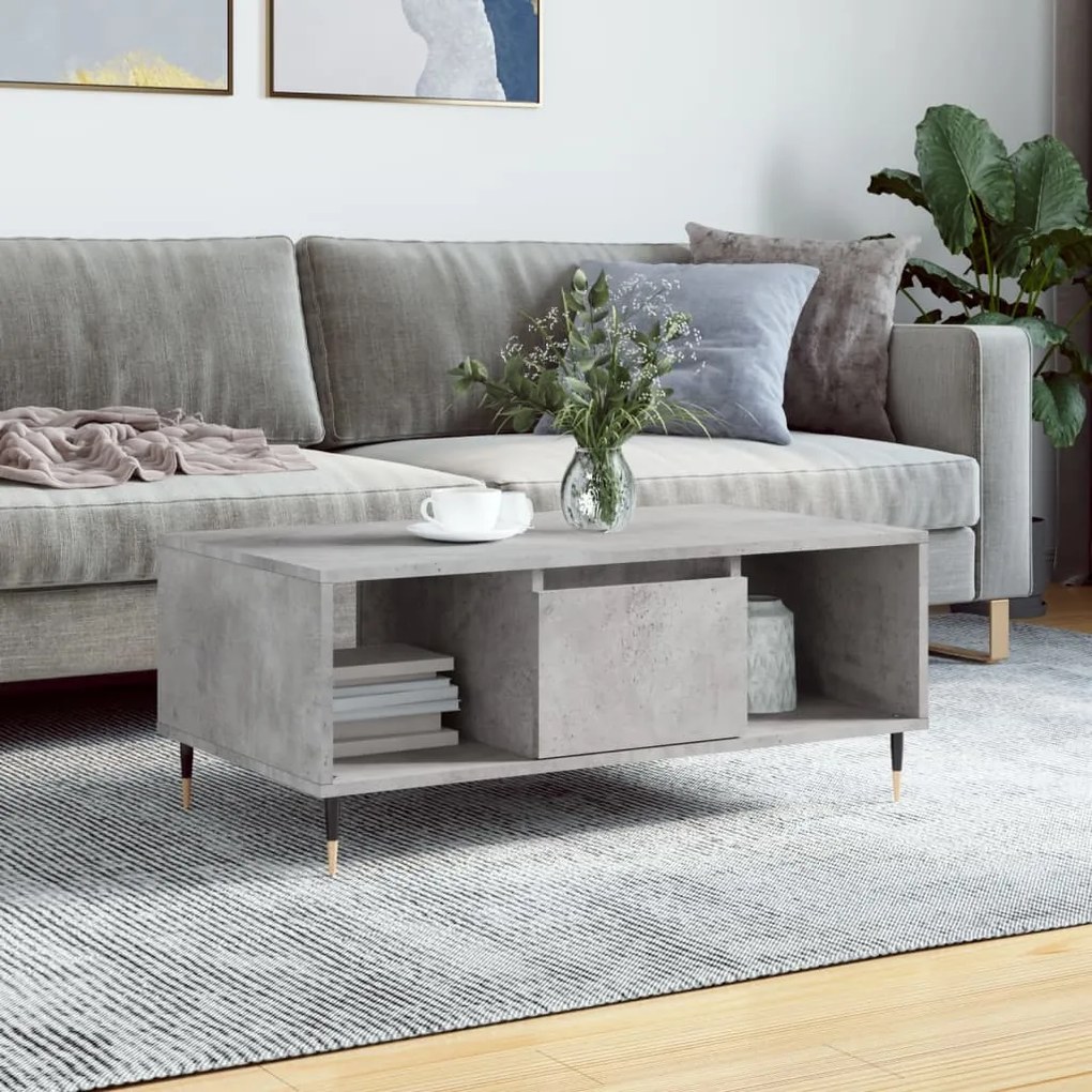 Konferenční stolek betonově šedý 90x50x36,5 cm kompozitní dřevo