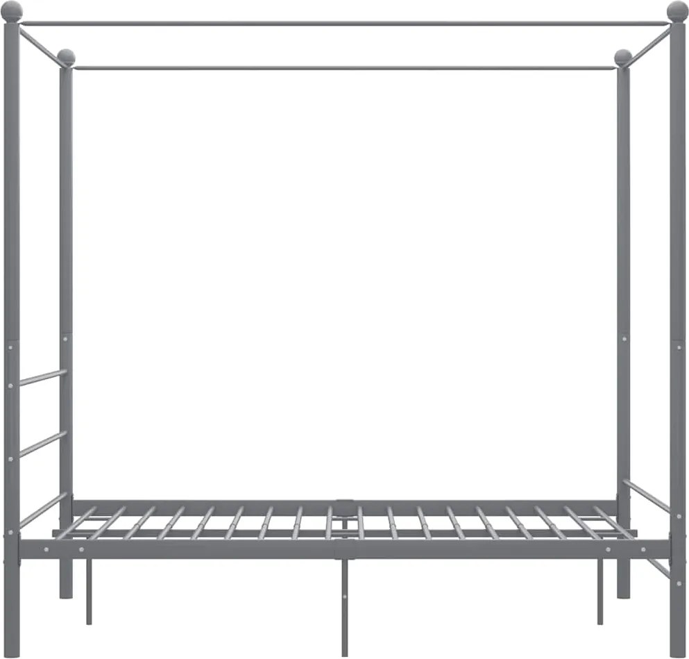 Rám postele s nebesy šedý kovový 140 x 200 cm 325062