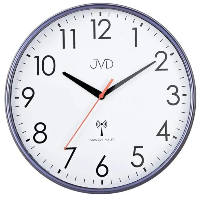 JVD Nástěnné přehledné rádiem řízené hodiny s plynulým chodem JVD RH502.1