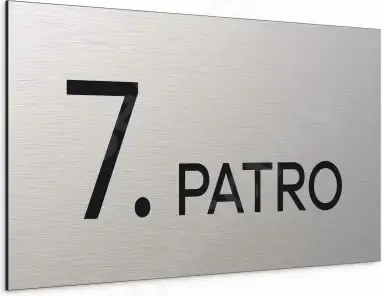 ACCEPT Označení podlaží "7. PATRO" - stříbrná tabulka - černý popis