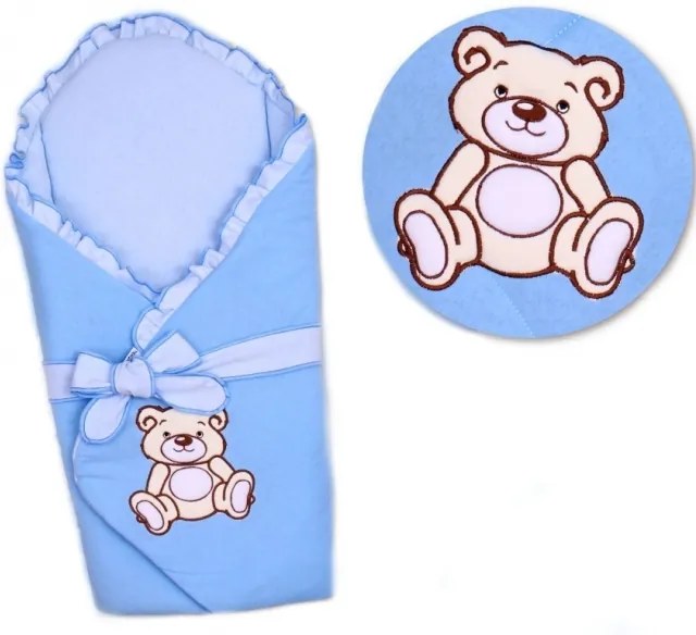 Baby Nellys Baby Nellys Zavinovačka s výztuží Teddy Bear - jersey - modrá