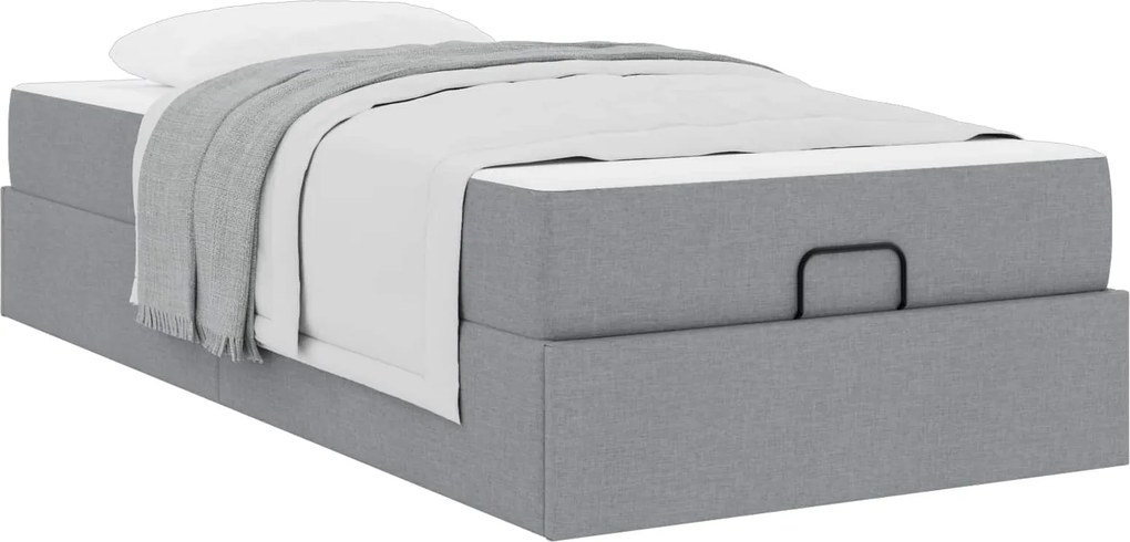 Rám postele s matrací 2 ks Světle šedá textil 3399459