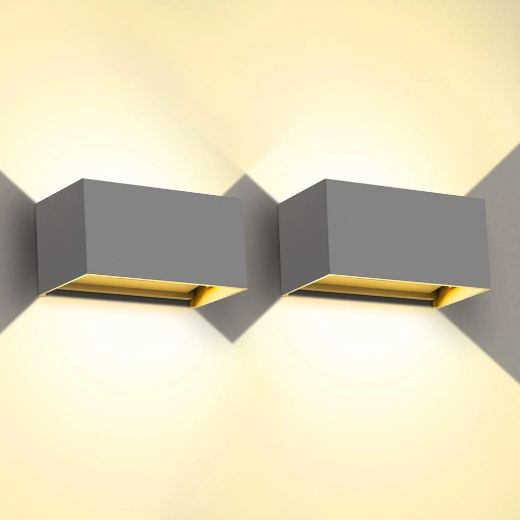 Led žárovky Kingwen, 20 W, 3000 K, IP65, šedé, sada 2 ks