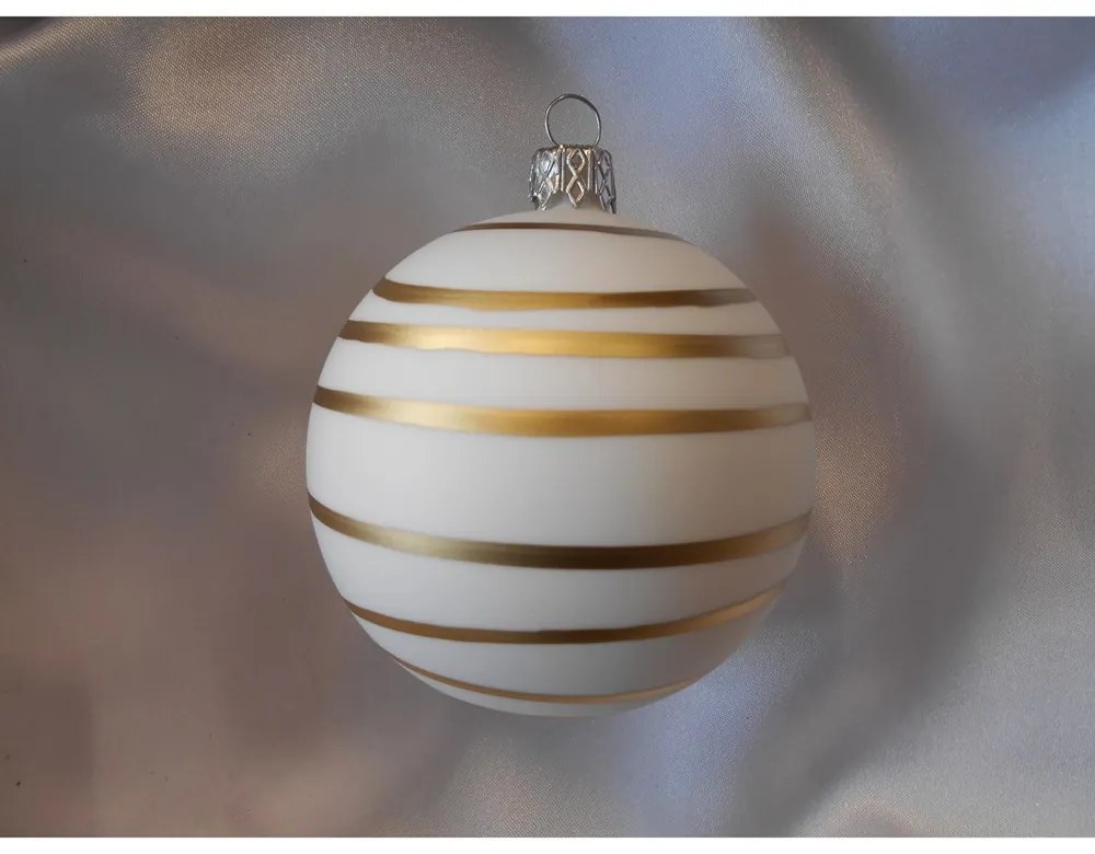 Vánoční koule 8 cm dekor proužky SET/6ks - zlaté proužky