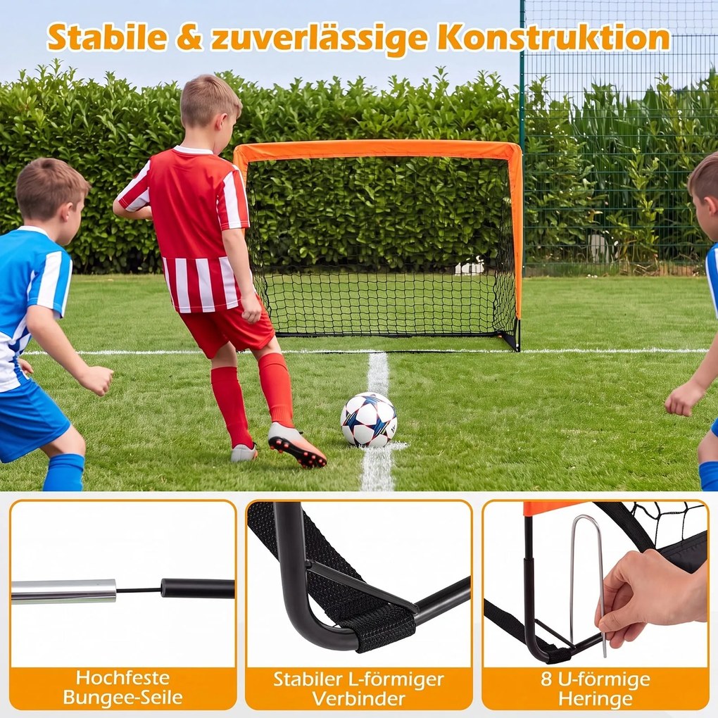 Costway Sada 2 fotbalových branek pro děti se zesílenými – 120 × 95 × 95 cm