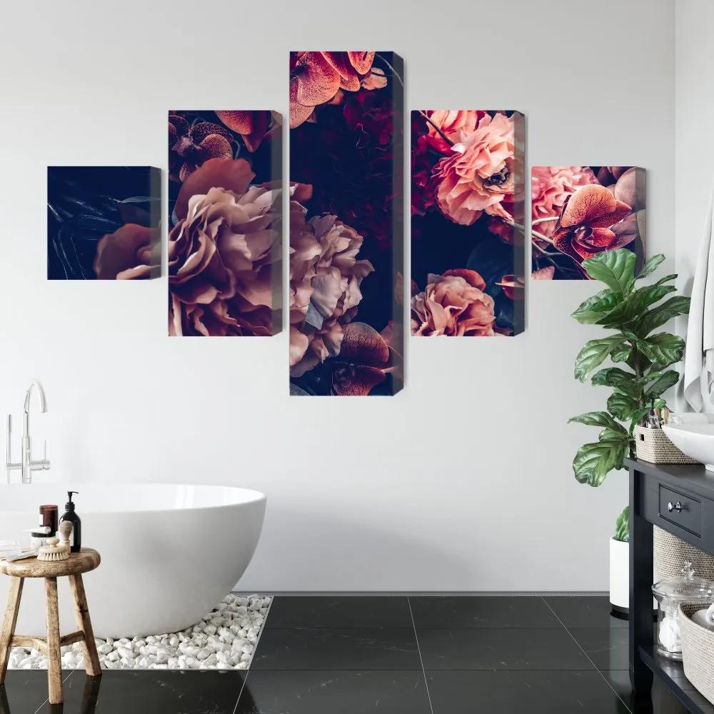 Vícedílný obraz Barevné Květiny V Retro 3D Stylu Nedostatek Nedostatek Plátno Canvas 250x150