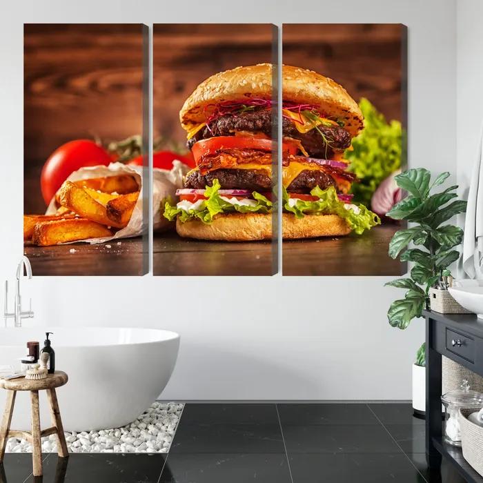 Vícedílný obraz Domácí Hamburger Nedostatek Nedostatek Přírodní plátno 120x80
