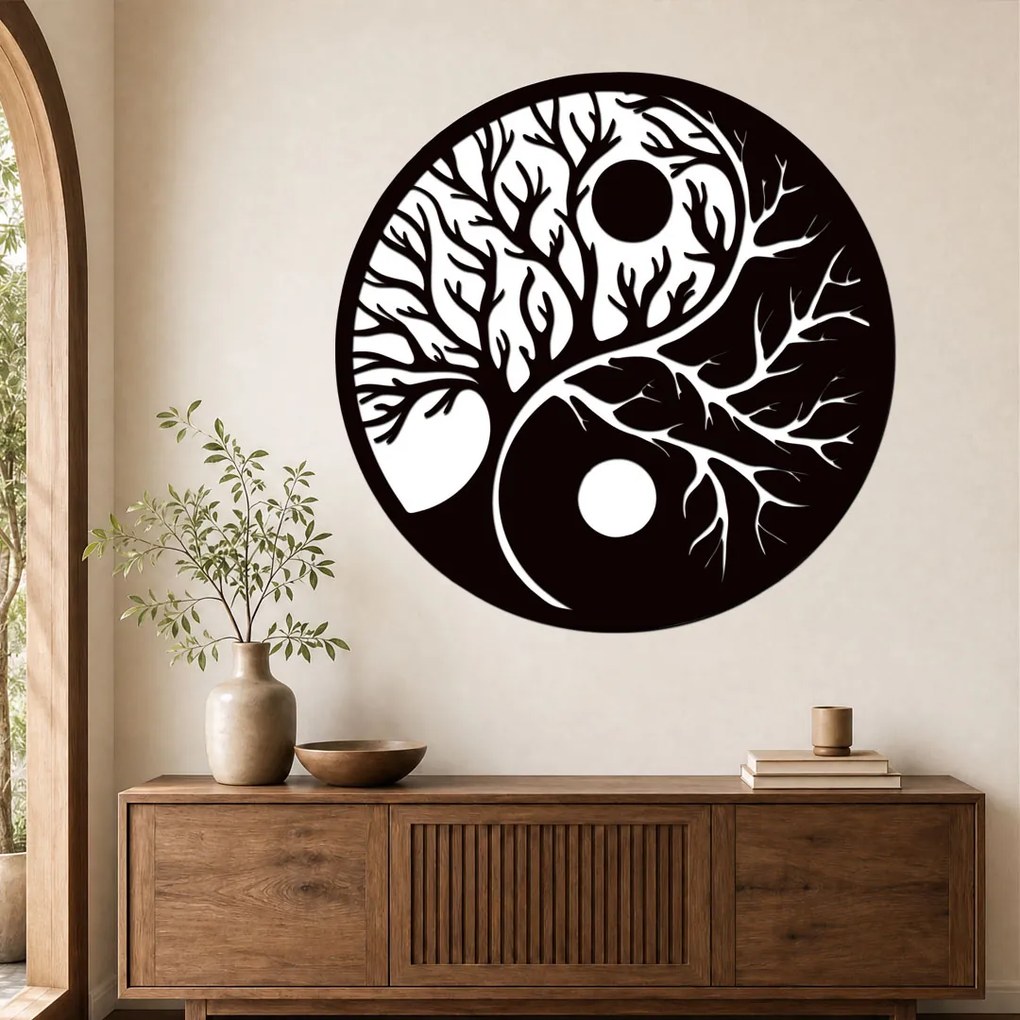 dřevo života 2 dílný dřevěný strom YING YANG na stěnu Zvolte barvu dekoru: Ořech-Dub Sonoma, Zvolte rozměr Ø (cm): 60
