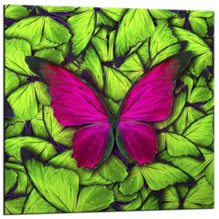 Obraz Styler Glasspik Green Butterfly, 20 x 20 cm