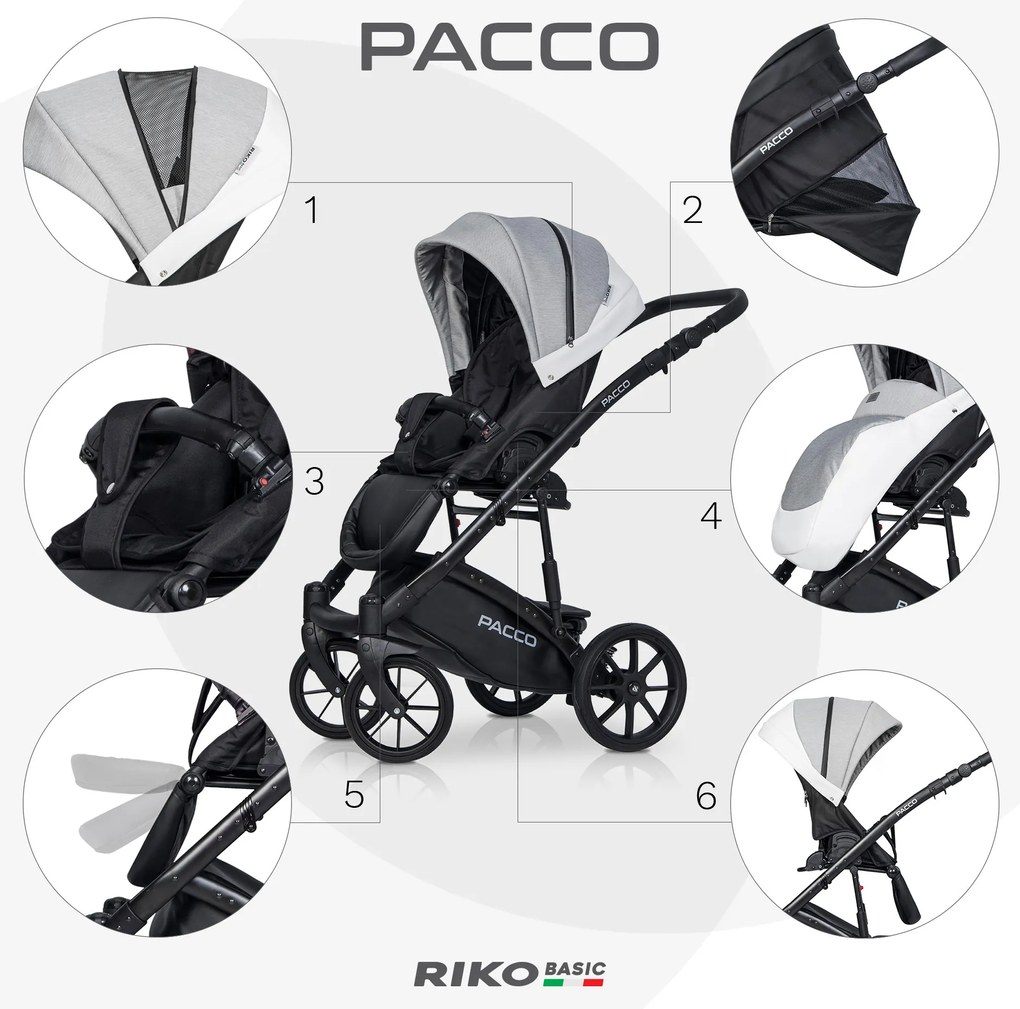 Kombinovaný kočárek Riko Basic Pacco Grey Fox