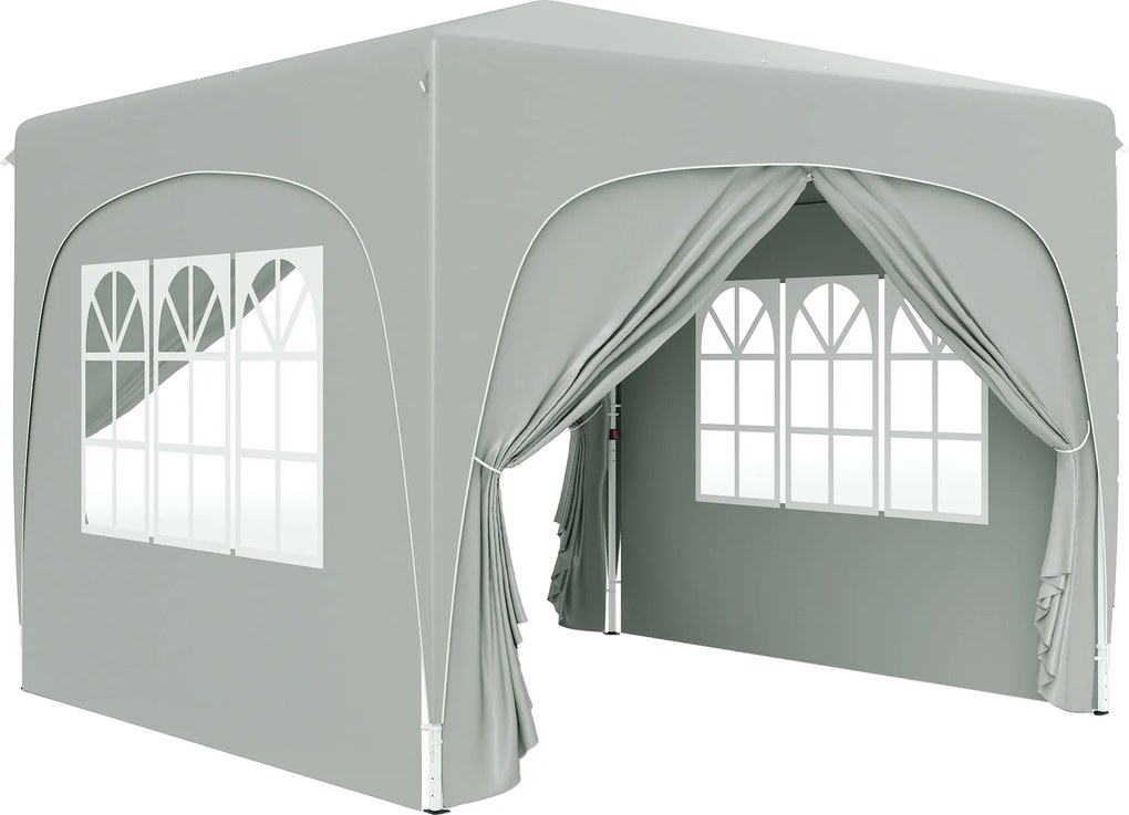Outsunny Pavilon 3x3m, Voděodolný Stabilní Zimní Skládací Pavilon s UV Ochrannou 50+, Skládací Party Stan s 4 Bočními Panely a Taškou pro Přenášení, …