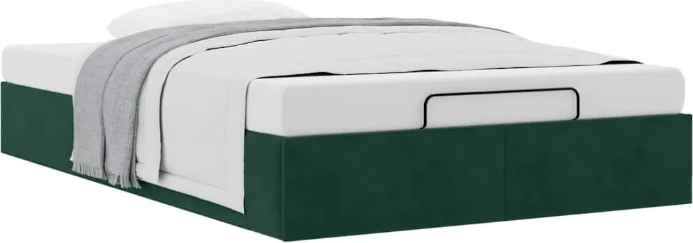 Osmanský rám postele bez matrace tmavě zelená 120x200 cm samet 3310958
