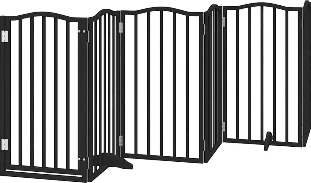 Zábrana pro psy s dvířky skládací 15 panelů černá 750 cm topol 3155602