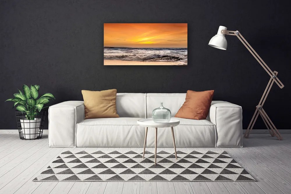 Obraz na plátně Moře Slunce Vlny Krajina 100x50 cm