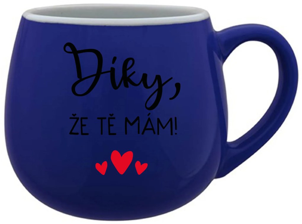 DÍKY, ŽE TĚ MÁM! - modrý keramický hrníček 300 ml