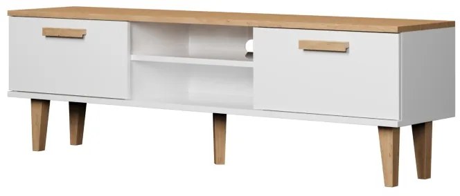 TV stolek DENVER 160 cm bílý/dub hickory