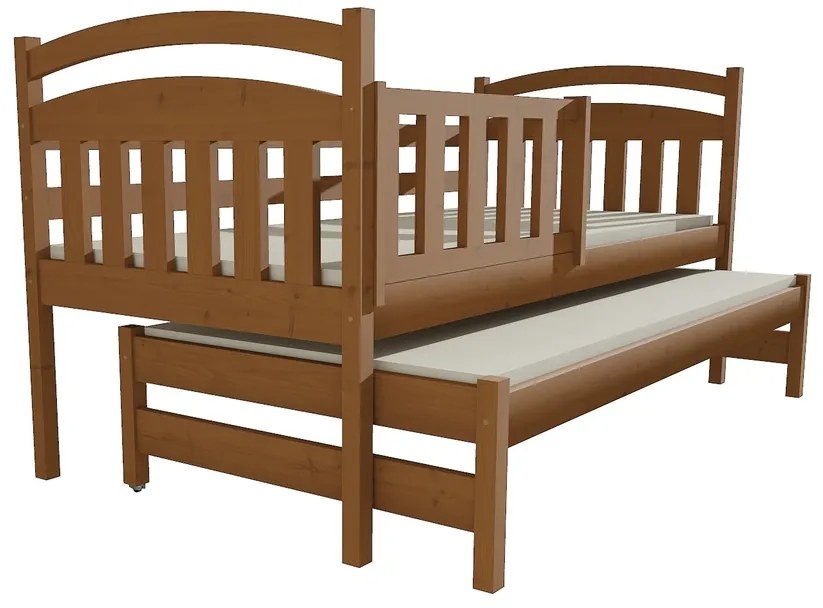 Vomaks Dětská postel s výsuvnou přistýlkou DPV 008 80 x 180 cm moření olše