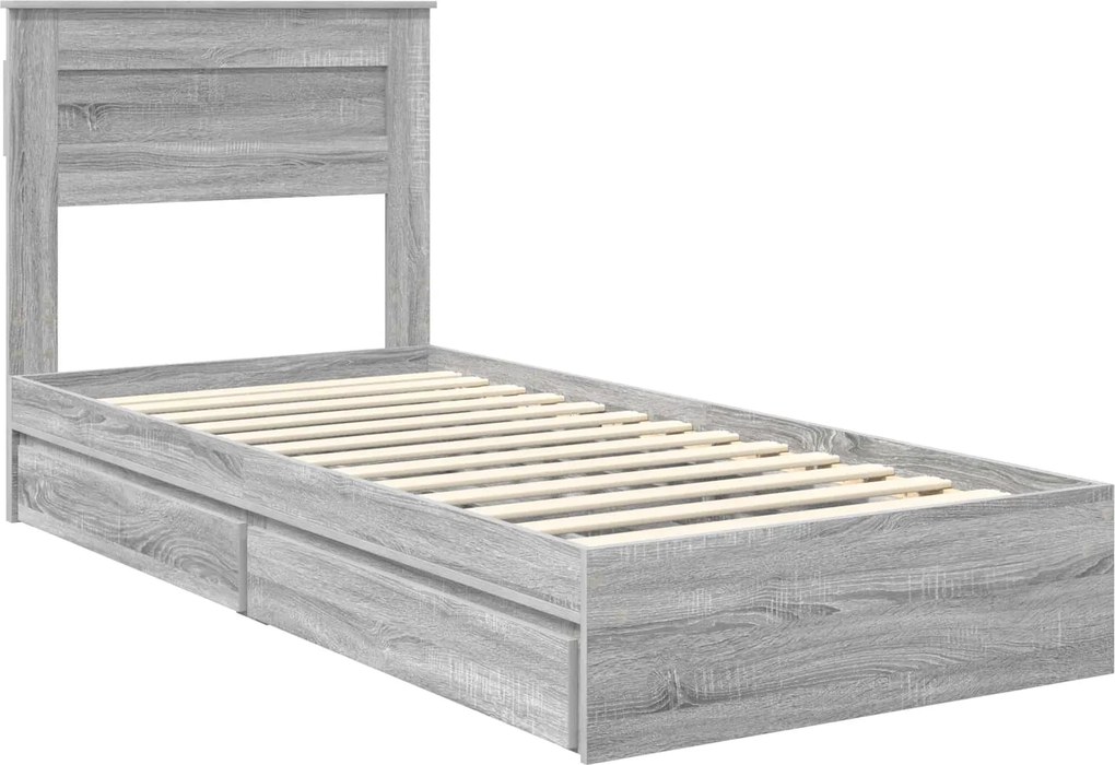 Postel s úložným prostorem se zásuvkou Šedá Sonoma 75 x 190 cm 3409952