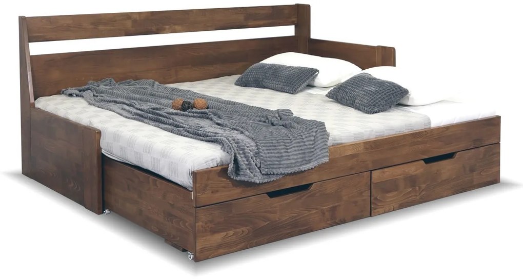 Rozkládací postel s úložným prostorem GABRIEL - Pravá, masiv buk
