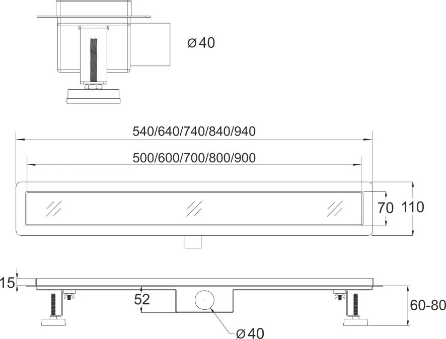 Mereo Mereo, Odtokový sprchový žlab WAVE, CZ113