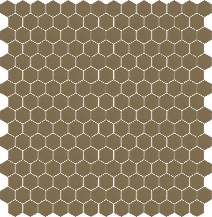 Hisbalit Skleněná mozaika hnědá Mozaika 322A SATINATO hexagony 2,3x2,6 (33,33x33,33) cm - HEX322ALH