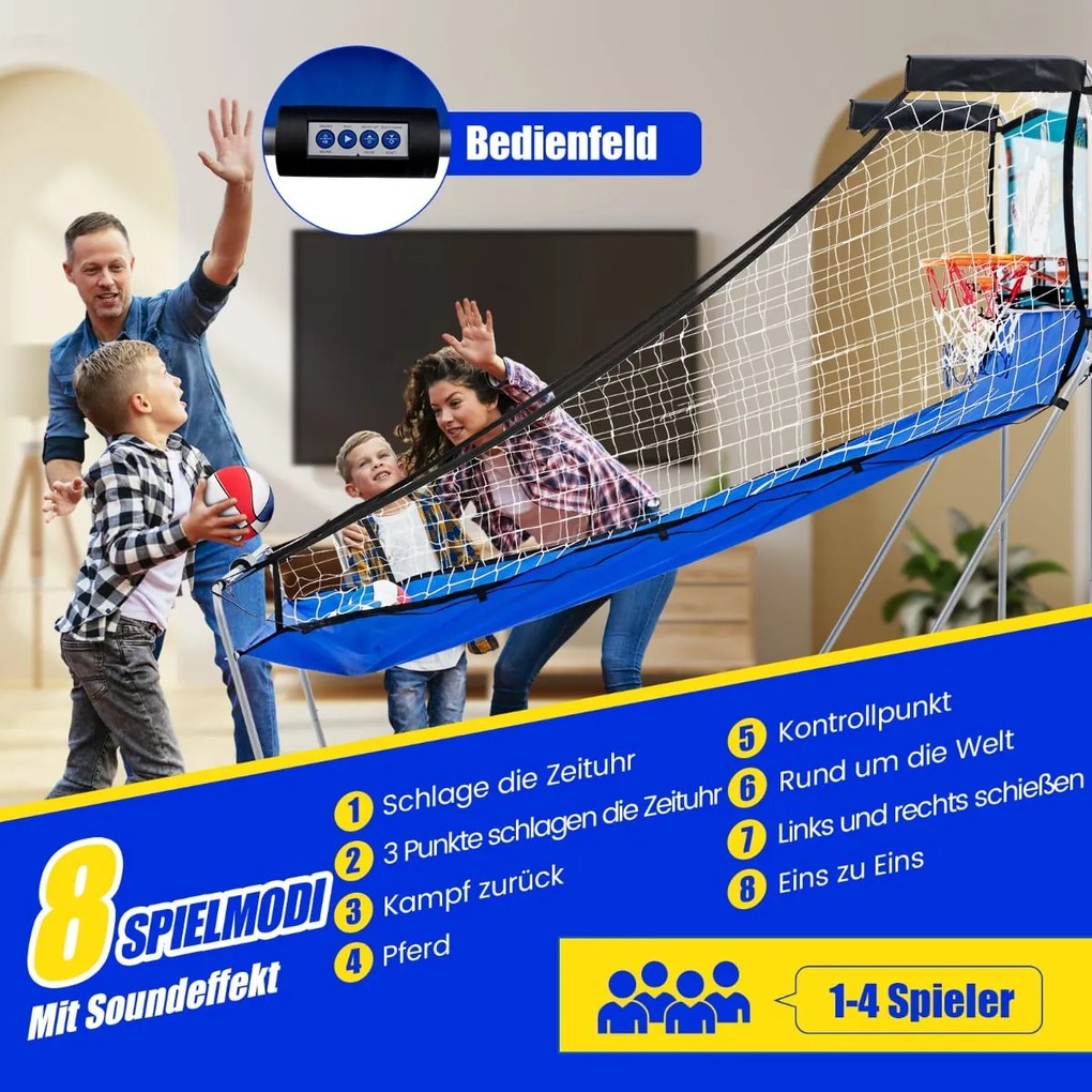 Costway Basketbalový stroj 8 v 1 se 4 míči a vzduchovou pumpou a 8 herními