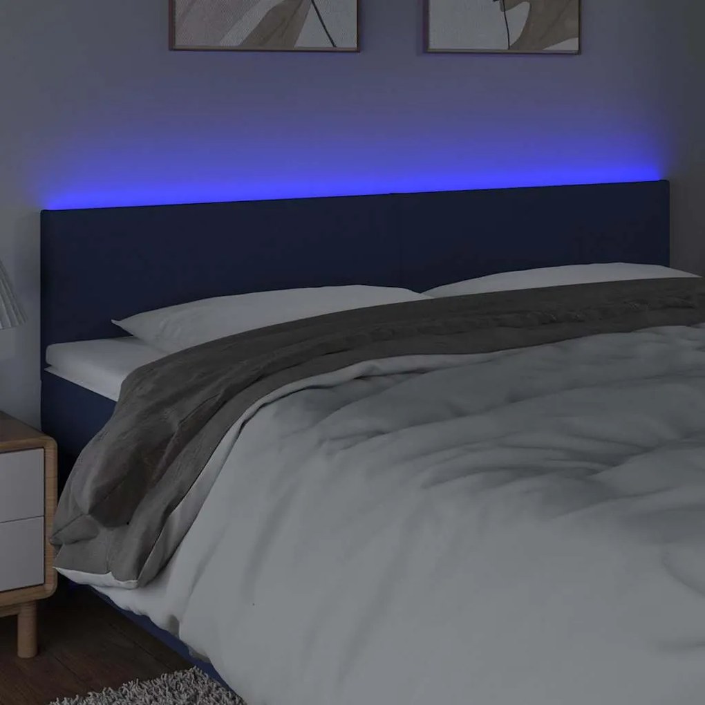 Čelo postele s LED modré 160x5x78/88 cm textil 3121344