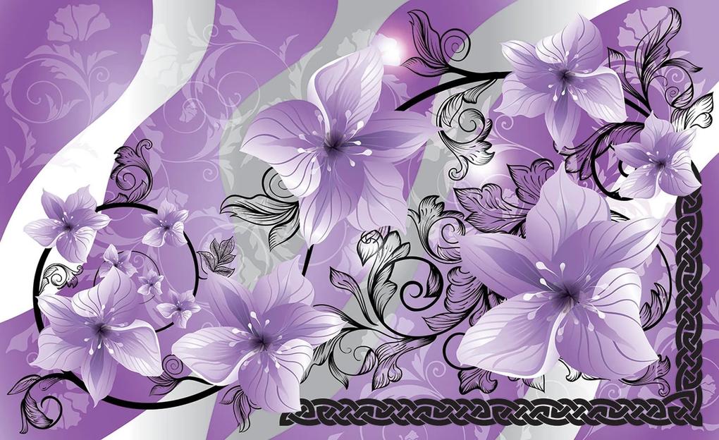 Postershop Fototapeta vliesová: Fialové květy - 416x254 cm