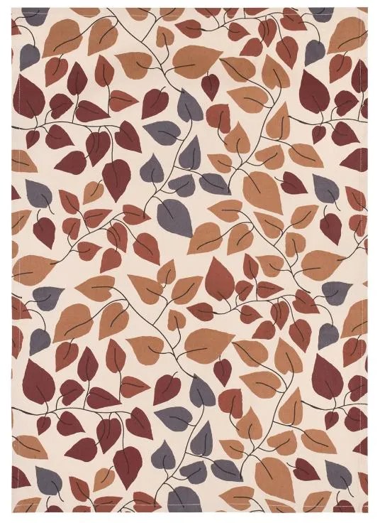 SCANquilt utěrka DEKORO barevné listy cihlovošedá 50 x 70 cm