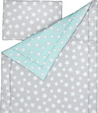 Souprava polštář a přikrývka 140x200 - Mint / Grey Stars  1683