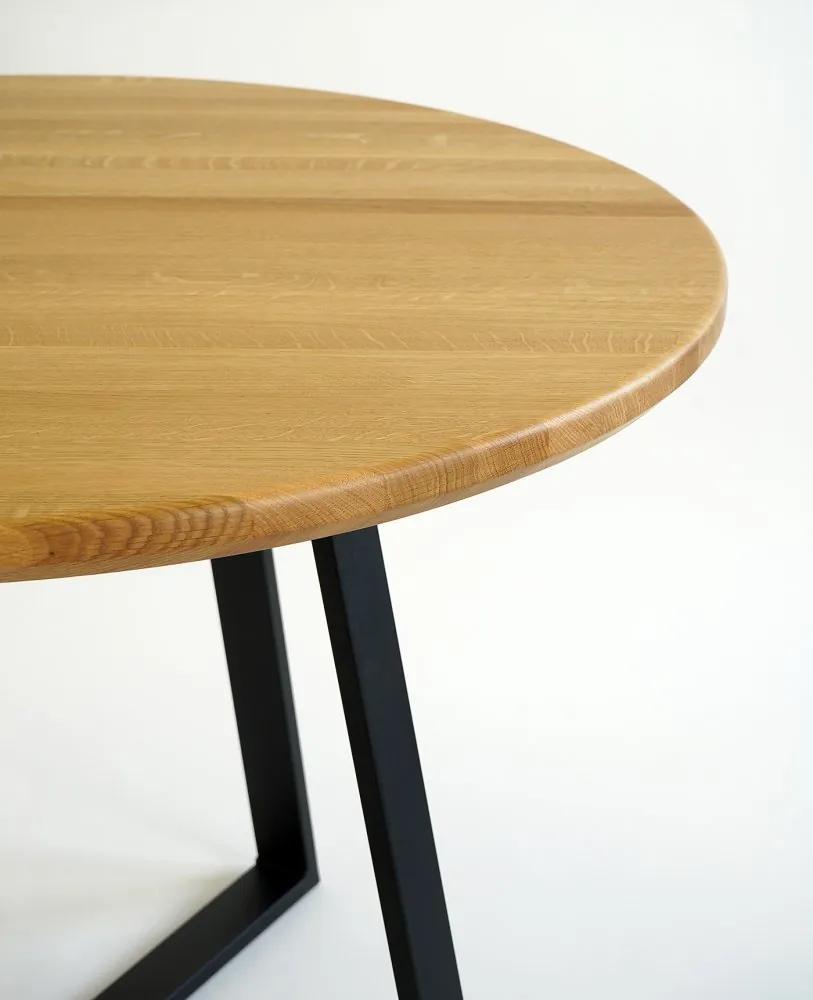 Kulatý jídelní stůl Rondo III s masivní dubovou deskou 700 mm