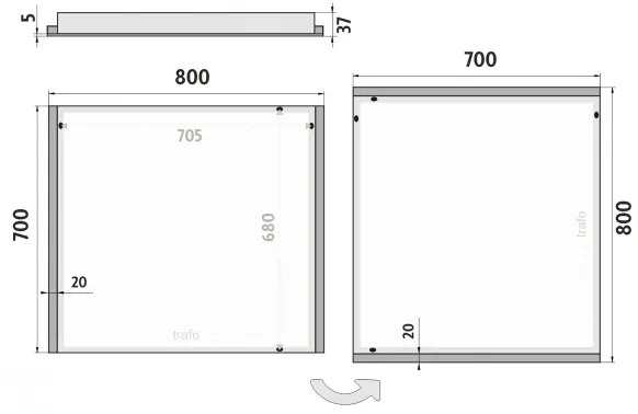 NIMCO ZP 11003 - LED Koupelnové podsvícené zrcadlo 6500K 70x80 cm IP44