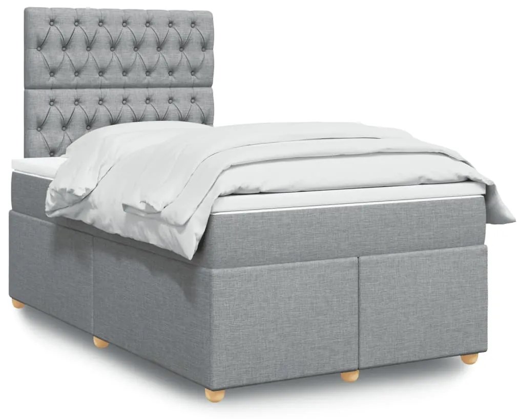 Box spring postel s matrací světle šedá 120x190 cm textil 3291226