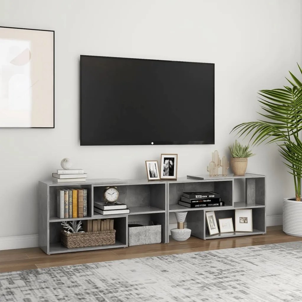 Tv Skříňka Betonově Šedá 149 X 30 X 52 Cm Kompozitní Dřevo - černá s vysokým leskem
