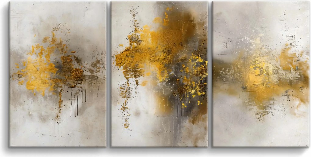 Velké obrazy Moderní triptych – Zlato a Stříbro dekorace Glamour Béžová 60x120