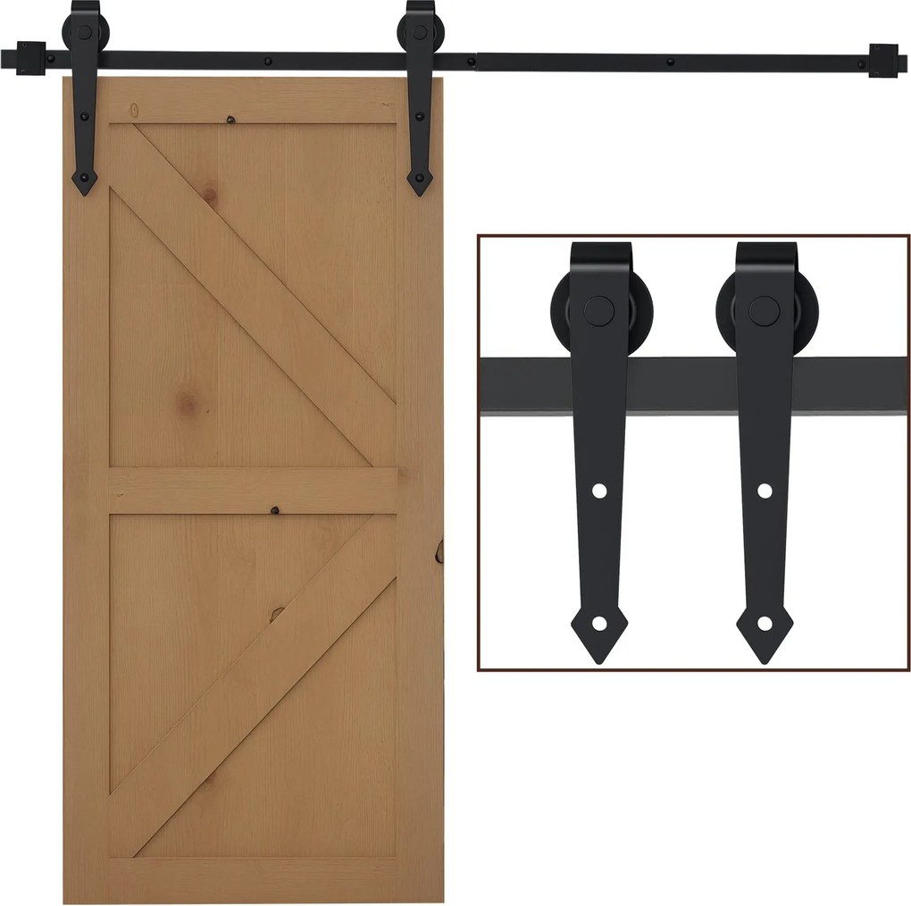 HOMCOM Sada posuvných dveří, rustikální design, uhlíková ocel, nosnost až 100 kg na panel